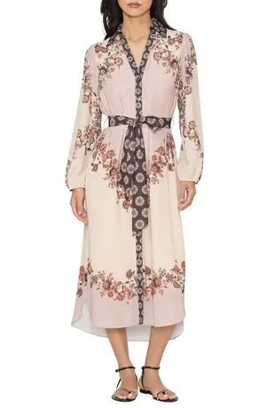 CIEBON Clover Floral Print Midi Shirtdress - Brown Multi