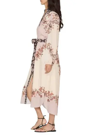 CIEBON Clover Floral Print Midi Shirtdress