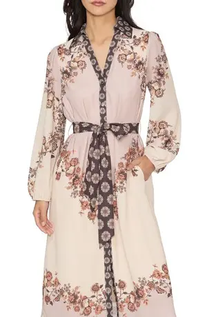 CIEBON Clover Floral Print Midi Shirtdress