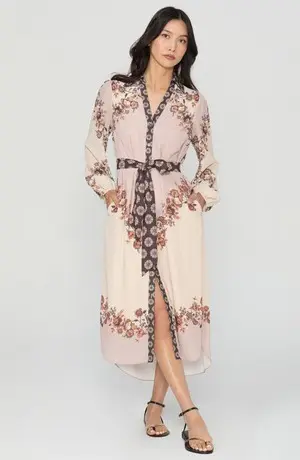 CIEBON Clover Floral Print Midi Shirtdress