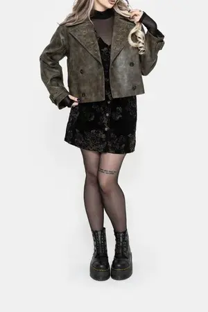 DISTURBIA Fleux Faux Leather Cropped Trench Jacket