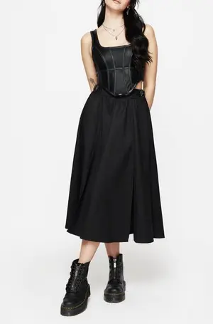 DISTURBIA Nightingale Buckled Midi Skirt - Black