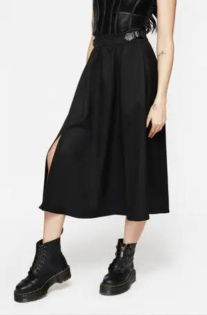 DISTURBIA Nightingale Buckled Midi Skirt - Black