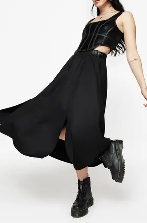 DISTURBIA Nightingale Buckled Midi Skirt - Black