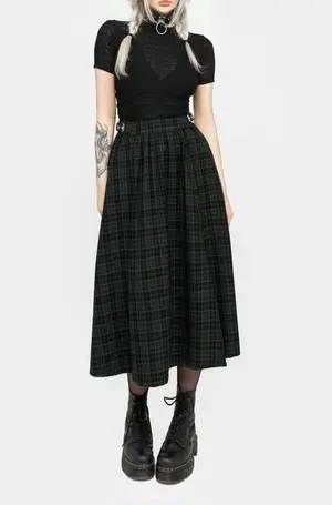 DISTURBIA Nightingale Buckled Midi Skirt - Grey