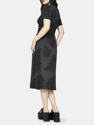 DISTURBIA Ruin Fern Printed Midi Dress - Grey