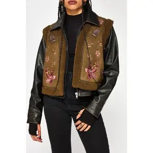 DISTURBIA Sylvara Borg Embroidered Bug Gilet