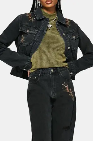 DISTURBIA Abellona Embroidered Denim Jacket