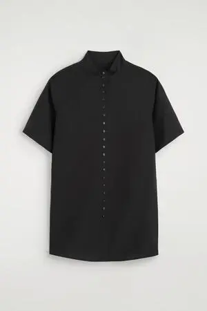 Cos Fluid High-collar Shirt - Black