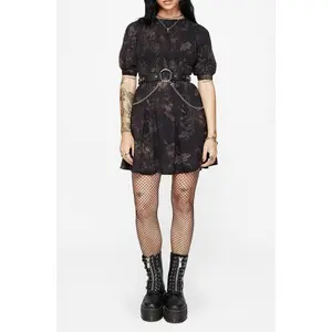 DISTURBIA Cashmere Woodland Moth Mini Dress - Black