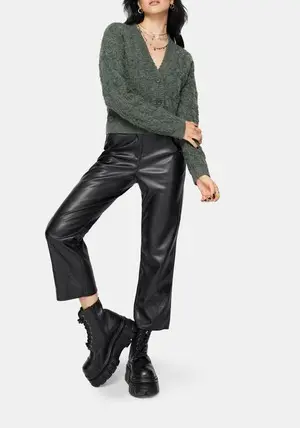 DISTURBIA Cadmium Pointelle Knit Cardigan