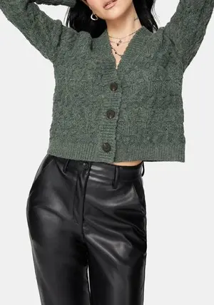 DISTURBIA Cadmium Pointelle Knit Cardigan