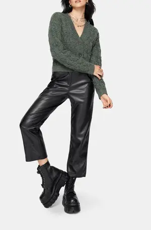 DISTURBIA Cadmium Pointelle Knit Cropped Cardigan