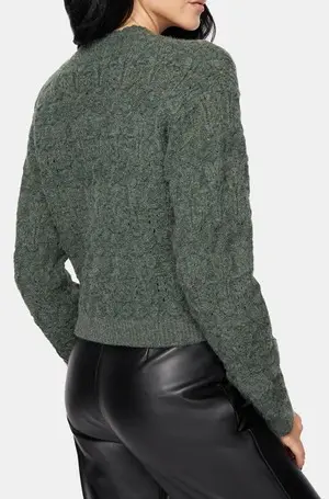 DISTURBIA Cadmium Pointelle Knit Cropped Cardigan