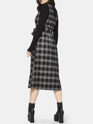 DISTURBIA Lochan Check Wrap Pinafore Midi Dress