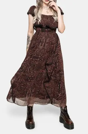 DISTURBIA Kells Lace Trim Midaxi Dress