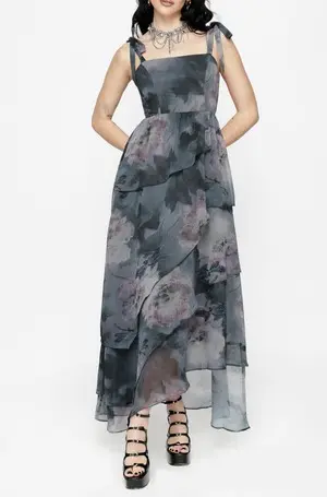 DISTURBIA Ophelie Chiffon Tiered Maxi Dress