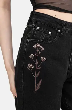 DISTURBIA Griffinfly Distressed Denim Mom Jeans