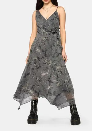 DISTURBIA Merunicorn Enchanted Forest Midaxi Dress - Grey