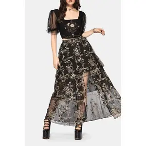 DISTURBIA Stellar Vine Split Tiered Tulle Skirt