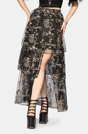 DISTURBIA Stellar Vine Split Tiered Tulle Skirt