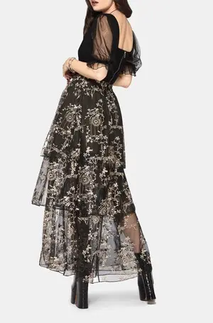 DISTURBIA Stellar Vine Split Tiered Tulle Skirt