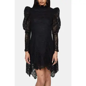 DISTURBIA Lyra High Neck Lace Mini Dress - Black