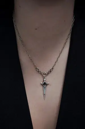 DISTURBIA Sterling Sword Pendant Necklace - Silver