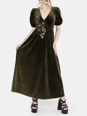 DISTURBIA Noura Floral Dragonfly Midaxi Dress - Green