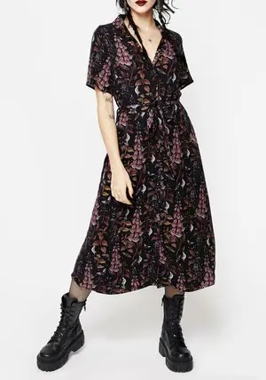 DISTURBIA Foxglove Midi Shirt Dress - Purple