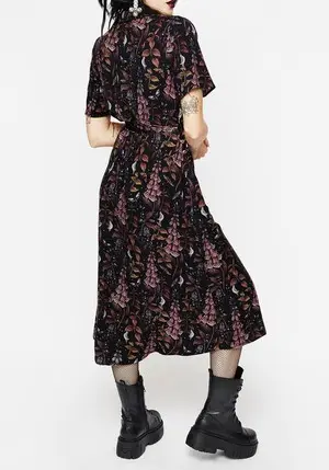 DISTURBIA Foxglove Midi Shirt Dress