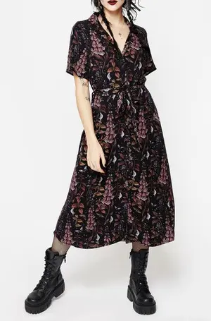 DISTURBIA Foxglove Midi Shirt Dress