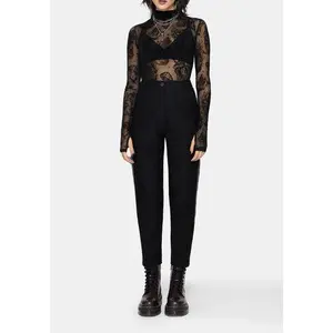 DISTURBIA Nocturne Tapered Trouser With Chain Trim - Black