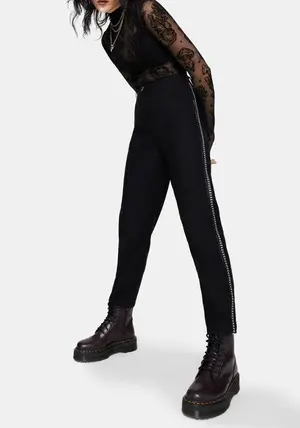 DISTURBIA Nocturne Tapered Trouser With Chain Trim