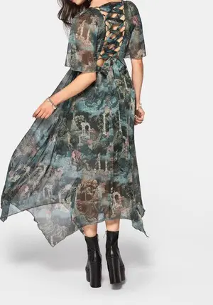 DISTURBIA Thalassa Lace Up Midaxi Dress