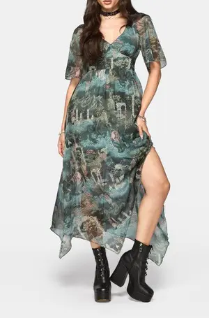 DISTURBIA Thalassa Lace-up Midaxi Dress