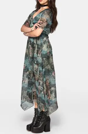 DISTURBIA Thalassa Lace-up Midaxi Dress