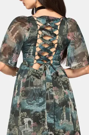 DISTURBIA Thalassa Lace-up Midaxi Dress