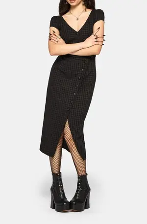 DISTURBIA Ziggy Check Cut Out Midaxi Dress