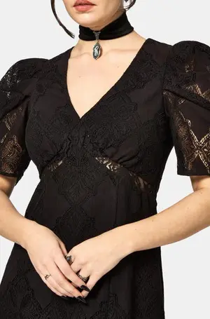 DISTURBIA Zephyr Crossed Lace V-neck Midi Dress