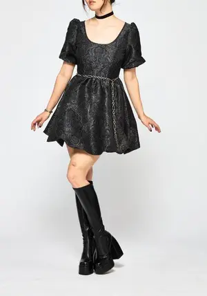 DISTURBIA Nocturna Jacquard Scoop Neck Mini Dress