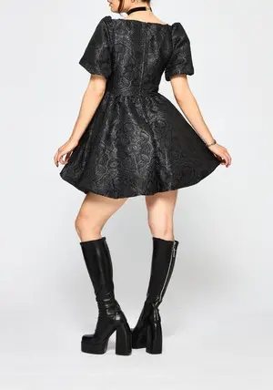 DISTURBIA Nocturna Jacquard Scoop Neck Mini Dress