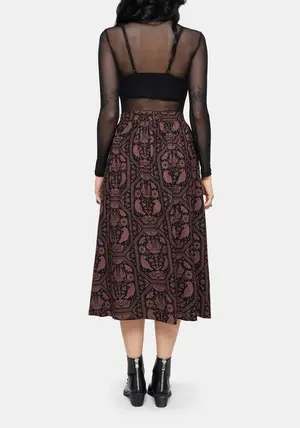 DISTURBIA Annabel Raven Print Button Down Skirt