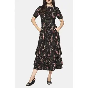 DISTURBIA Noctua Owl Foxglove Tiered Midaxi Dress