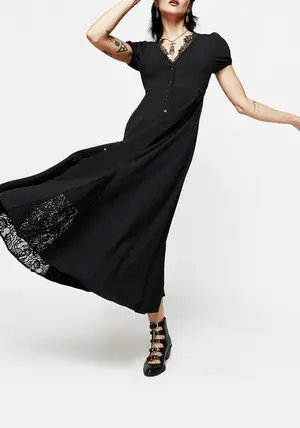 DISTURBIA Taissa Lace Button Up Midaxi Dress