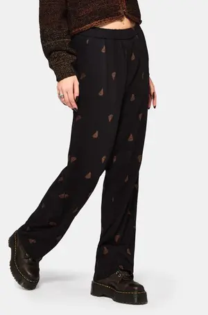DISTURBIA Ruin Fern Embroidered Wide Leg Trousers