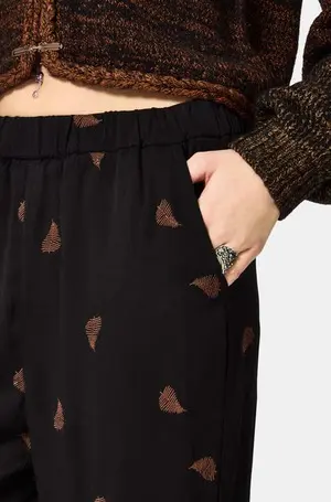 DISTURBIA Ruin Fern Embroidered Wide Leg Trousers