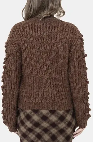 DISTURBIA Isla Chunky Embroidered Knit Cardigan