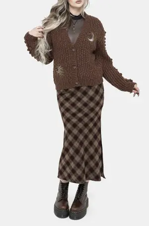 DISTURBIA Isla Chunky Embroidered Knit Cardigan