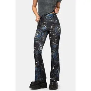 DISTURBIA Celestial Velour Flare Trousers - Blue